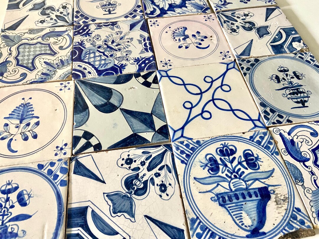 16x Antique Delft Tiles - Mix and Match - 18th and 19th Century ...