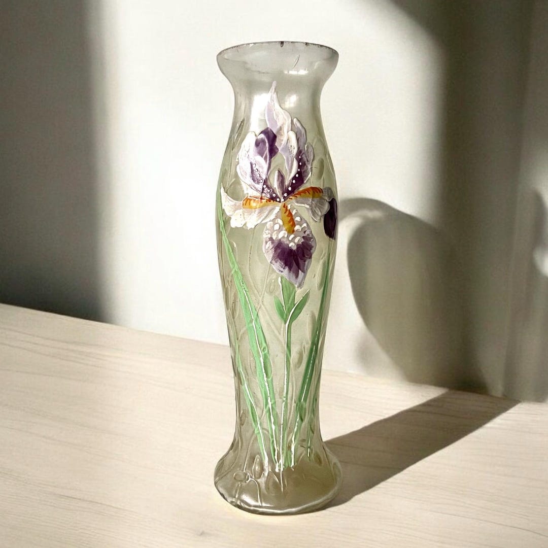 Antique Glas Art Nouveau or Jugendstil Vase - Flower - Floral - Early ...