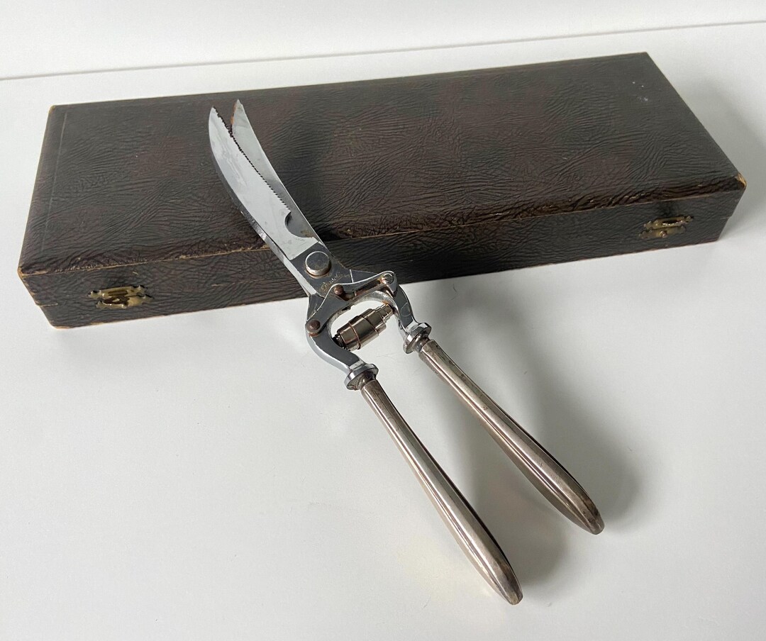Old Pair of Turkey Scissors - Bone Cutting Scissorts - Silver Handles ...