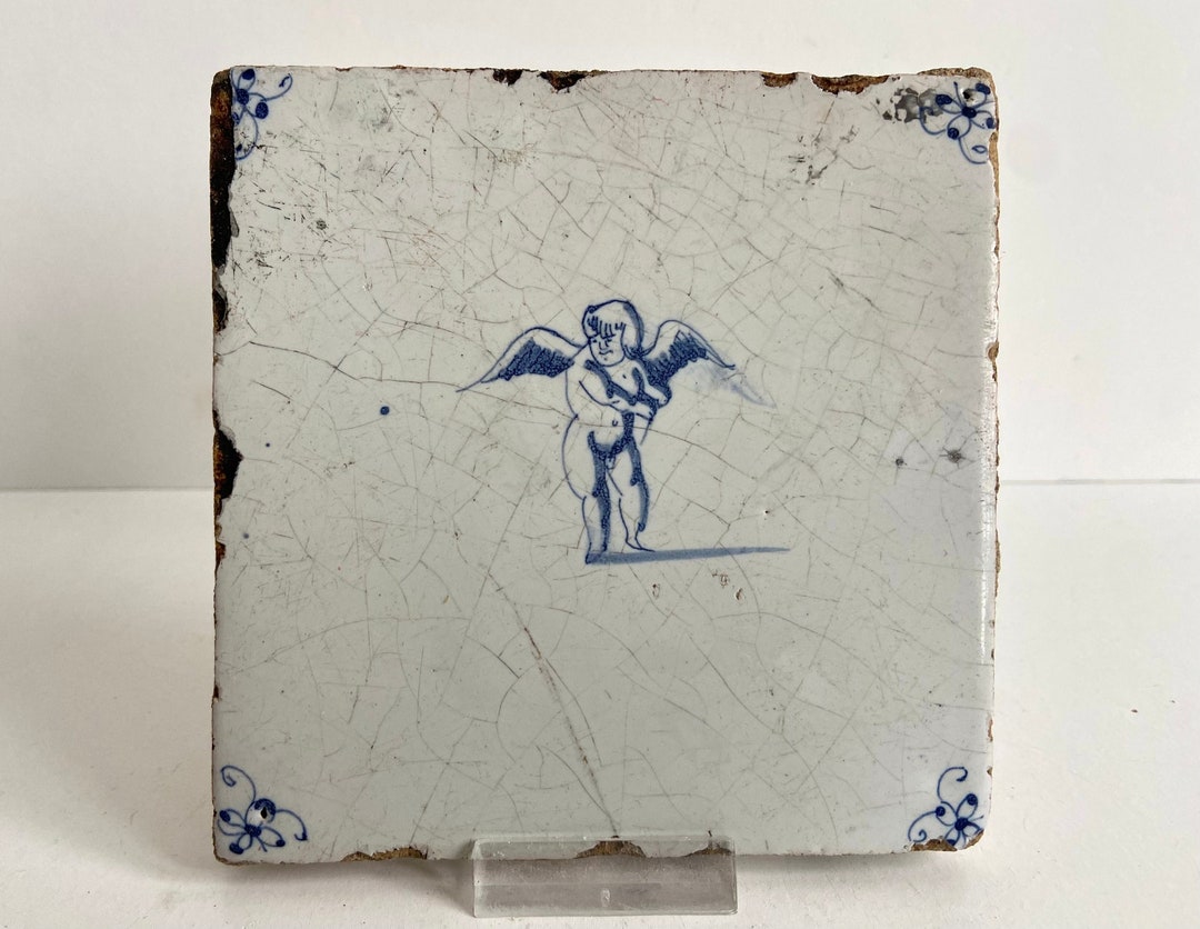 17th Century Delft Tile Cupid Blue and White Delftware - Etsy