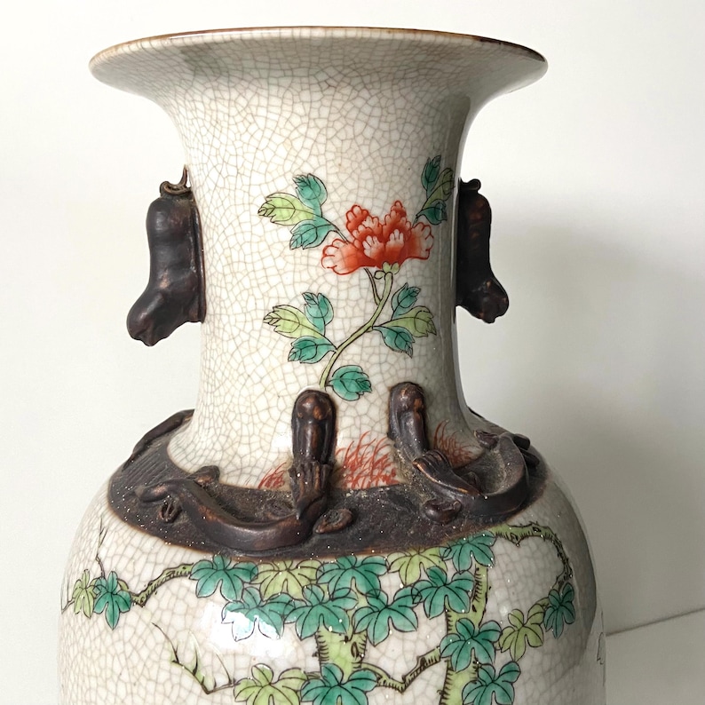 Chinese Porcelain Nanking Vase - Cracle Ware - Phoenix Birds - Asian ...
