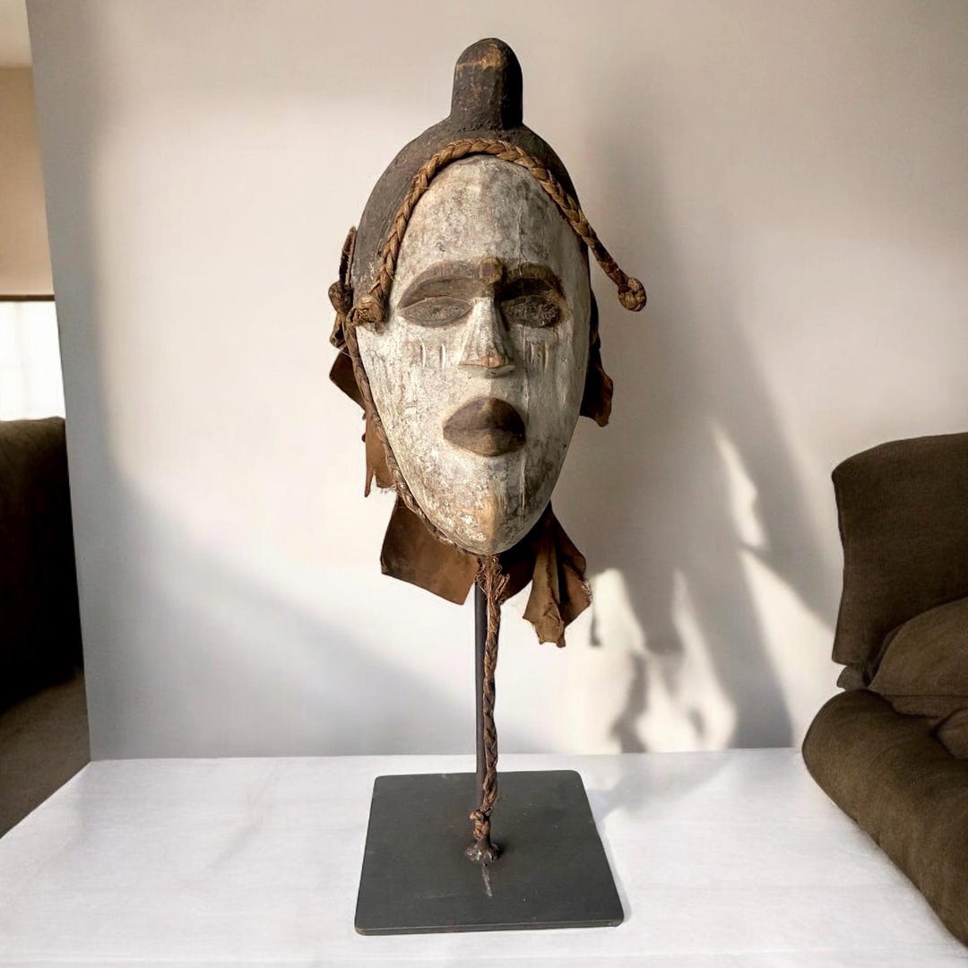 Tribal Art - Mask - Stand - Carved Wood - Wooden - West Africa ...