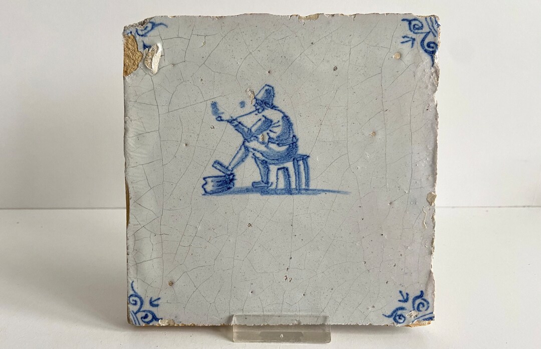 17th Century Delft Tile - Smoking Man - Wall Tile - Delftware - Etsy