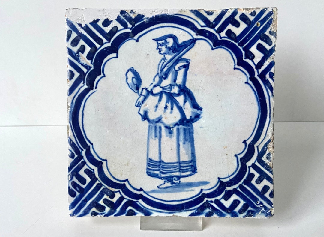 17th Century Delft Tile - Nicely Clothed Women - Lady - Delftware - Etsy