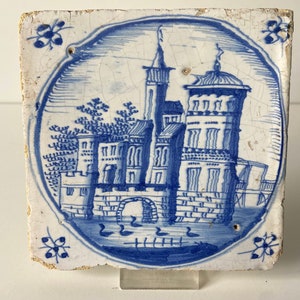 17th Century Delft Tile Castle With Some Ducks in a Circle Harlingen ...