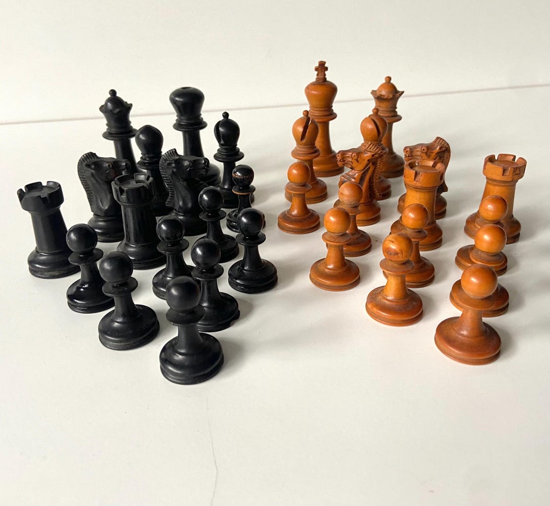 Rare Antique Staunton Chess Set - Wood - 19th Century - Antiques ...