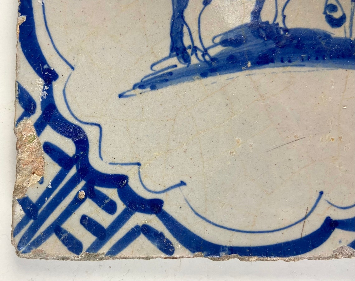 17th Century Delft Tile - Sheep - Wan-li Corners - Blue and White ...