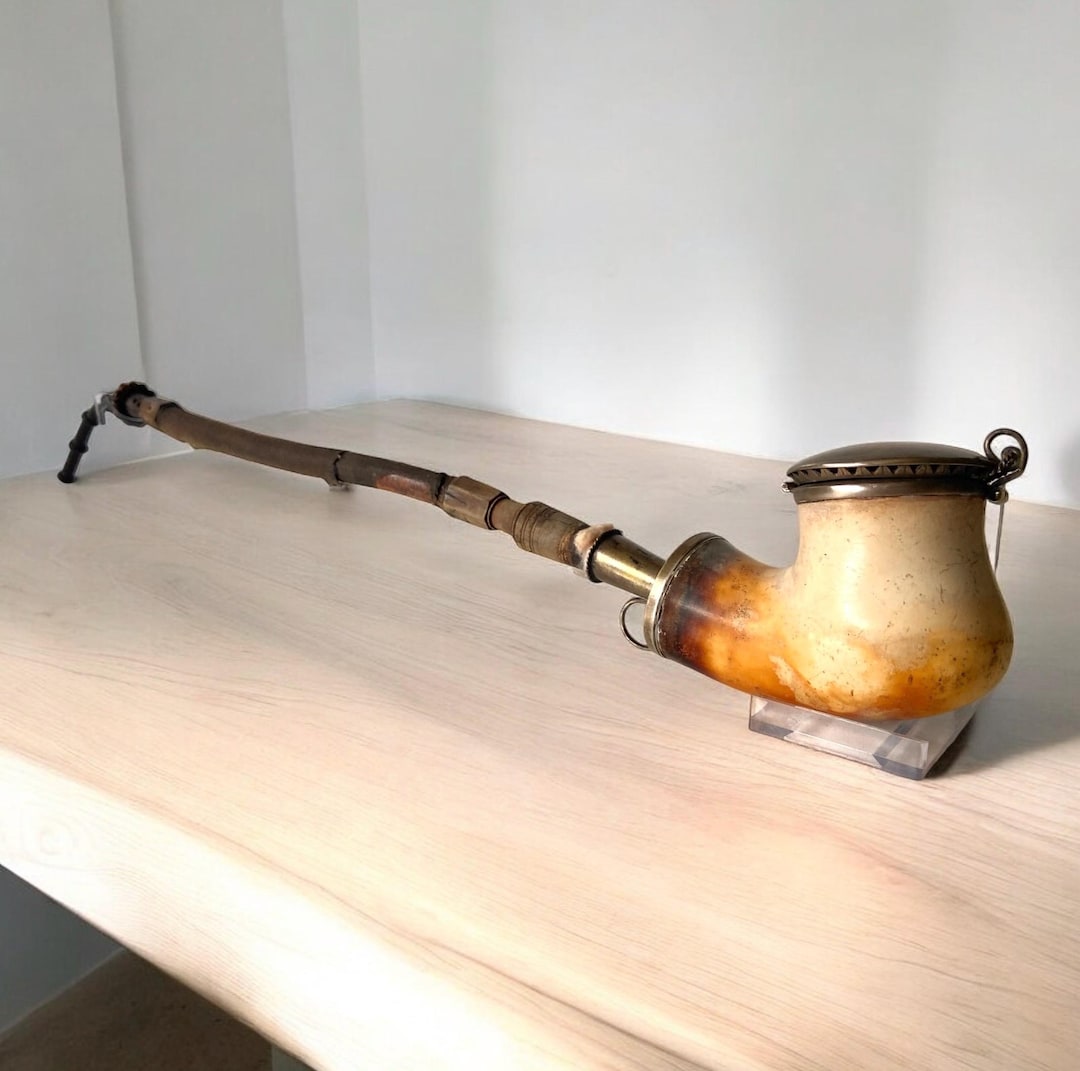 Antique Meerschaum Smoking Pipe - Complete - Very Big Pipe Head - Silve ...