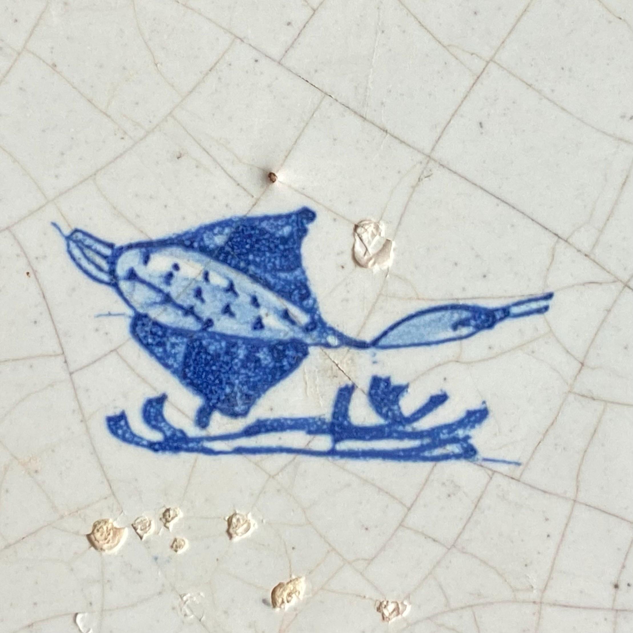 RARE 17th Century Delft Tile - Flying Duck - Blue and White - Delftware ...