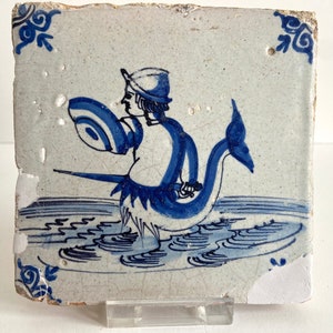 17th Century Delft Tile Sea Creature Wall Delftware Sea Monster - Etsy