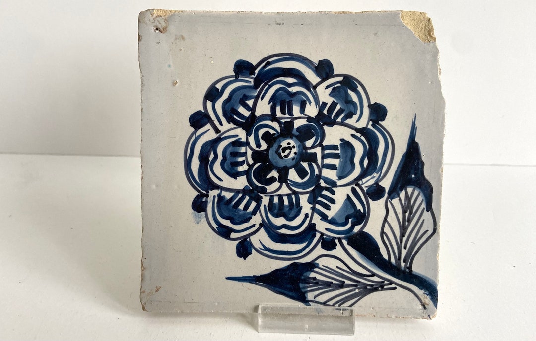Antique Delft Tile - Rose - 18th Century - Delftware - Etsy