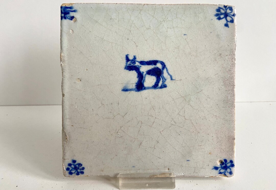 17th Century Delft Tile Bull Wall Tile Delftware Blue and White - Etsy