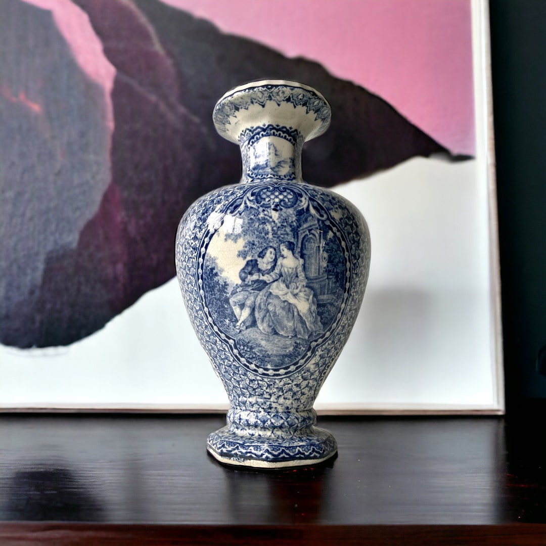Antique Vase With Romantic Scene - France - Transfer Technic - Late ...