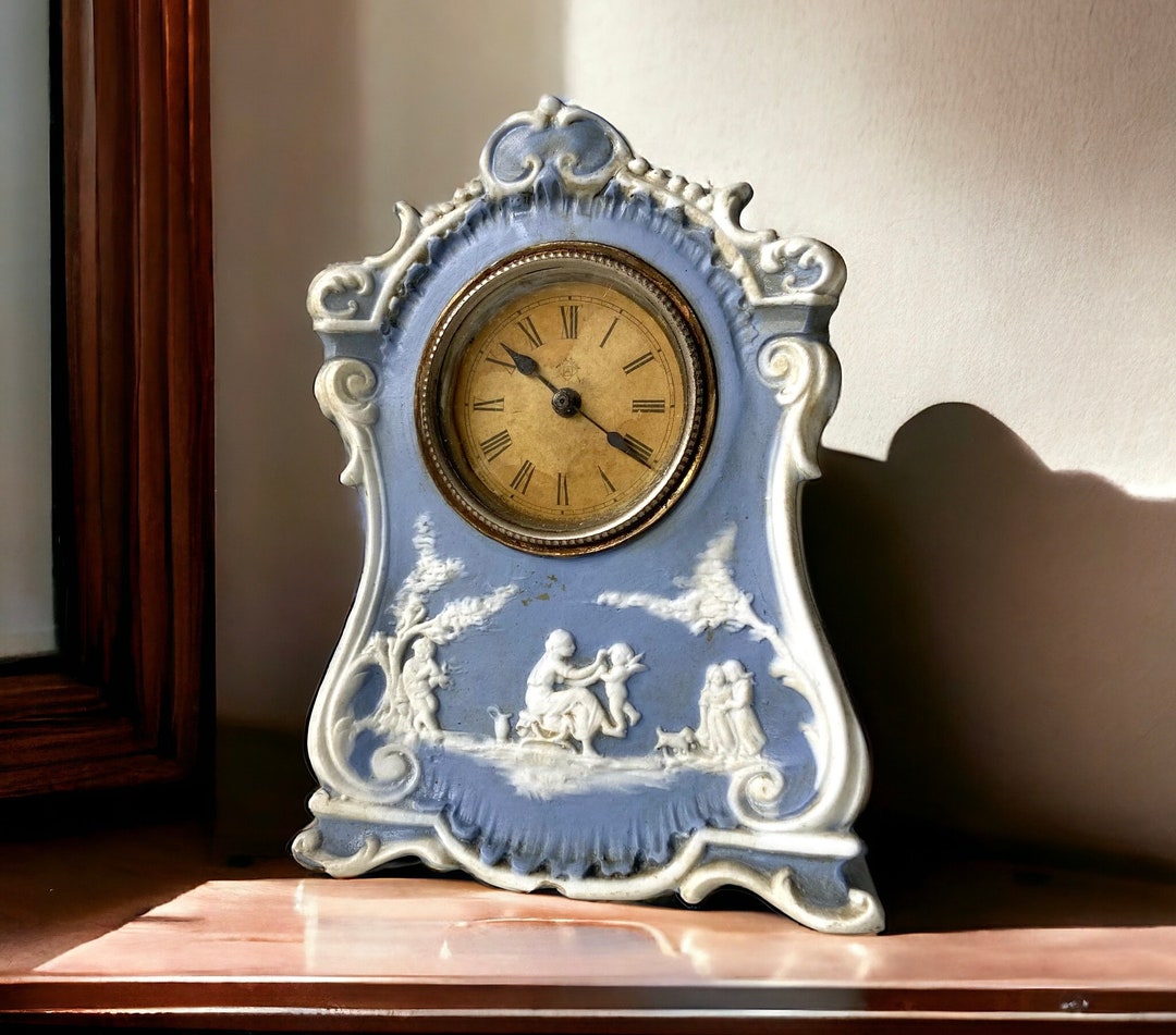 Wedgwood Jasperware Clock Biscuit Porcelain England Blue and White - Etsy