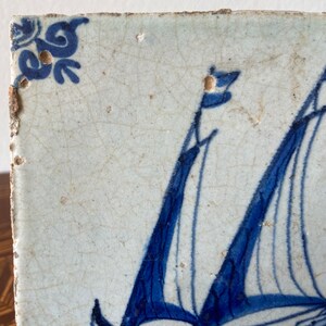 Antique Delft Tile - Sailing Ship With Three Flags - 17th Century ...