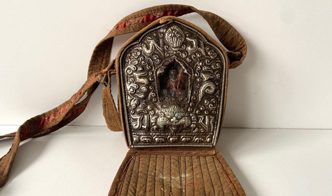 Antique 19th Century Tibetan Gau Box in the Original Pouch - With Holy ...