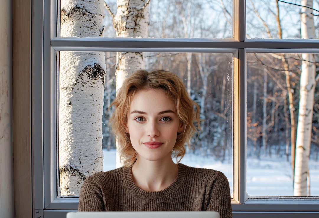 Winter Window Virtual Background – Snowy Trees for Zoom, Teams (digital ...