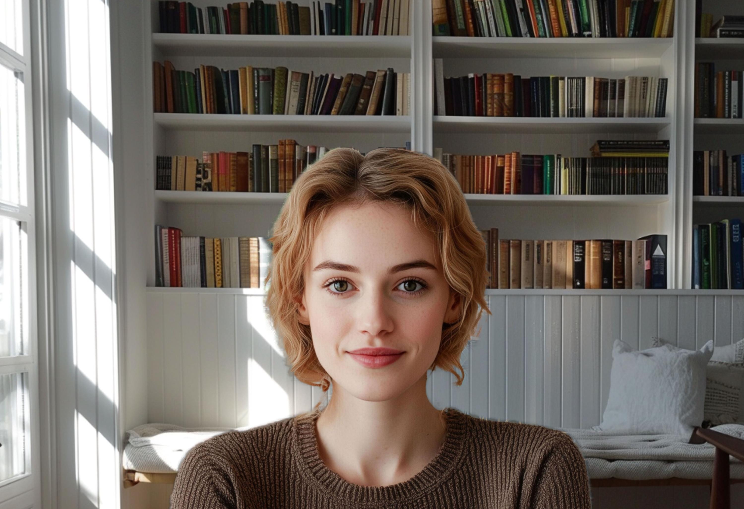 Cozy Home Library Virtual Background: Bookshelf Zoom Backdrop (digital ...
