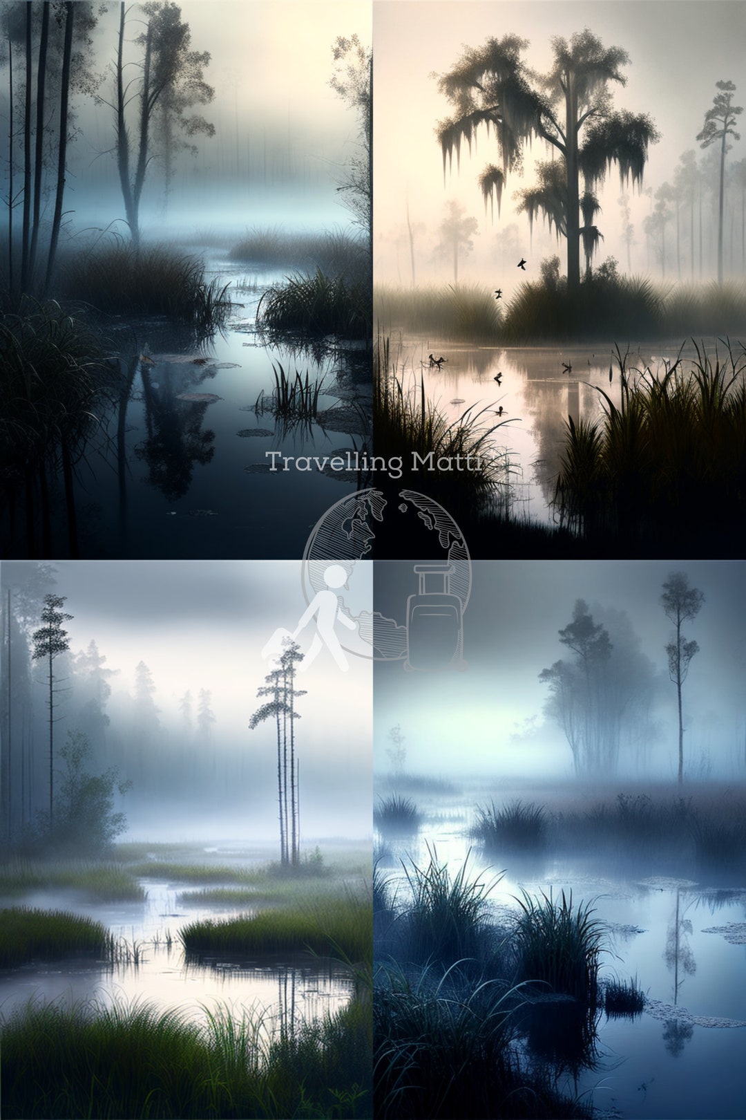 Misty Marsh" - Tranquil Swamp Scene Wallpaper Bundle for All Devices ...