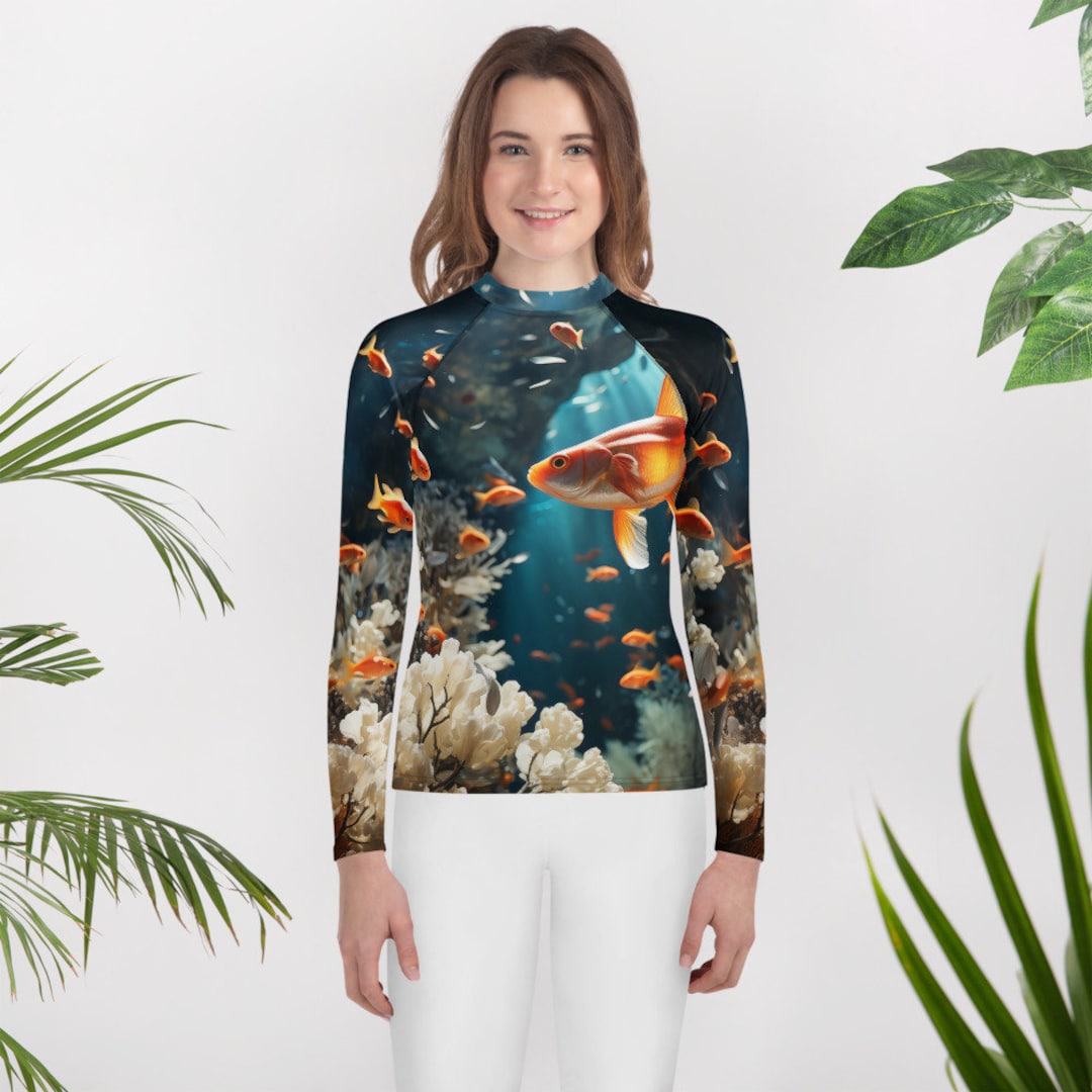 Aquatic Dream Youth Rash Guard Coral Reef Adventure Colourful Fish Rash ...