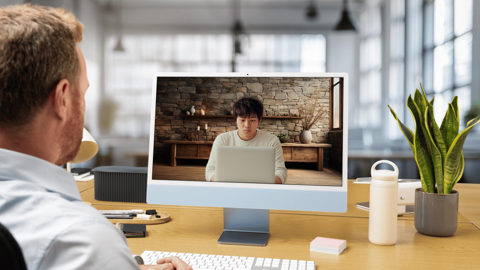 Stone Wall Home Office Zoom Background, Teams/meet Microsoft Webex ...