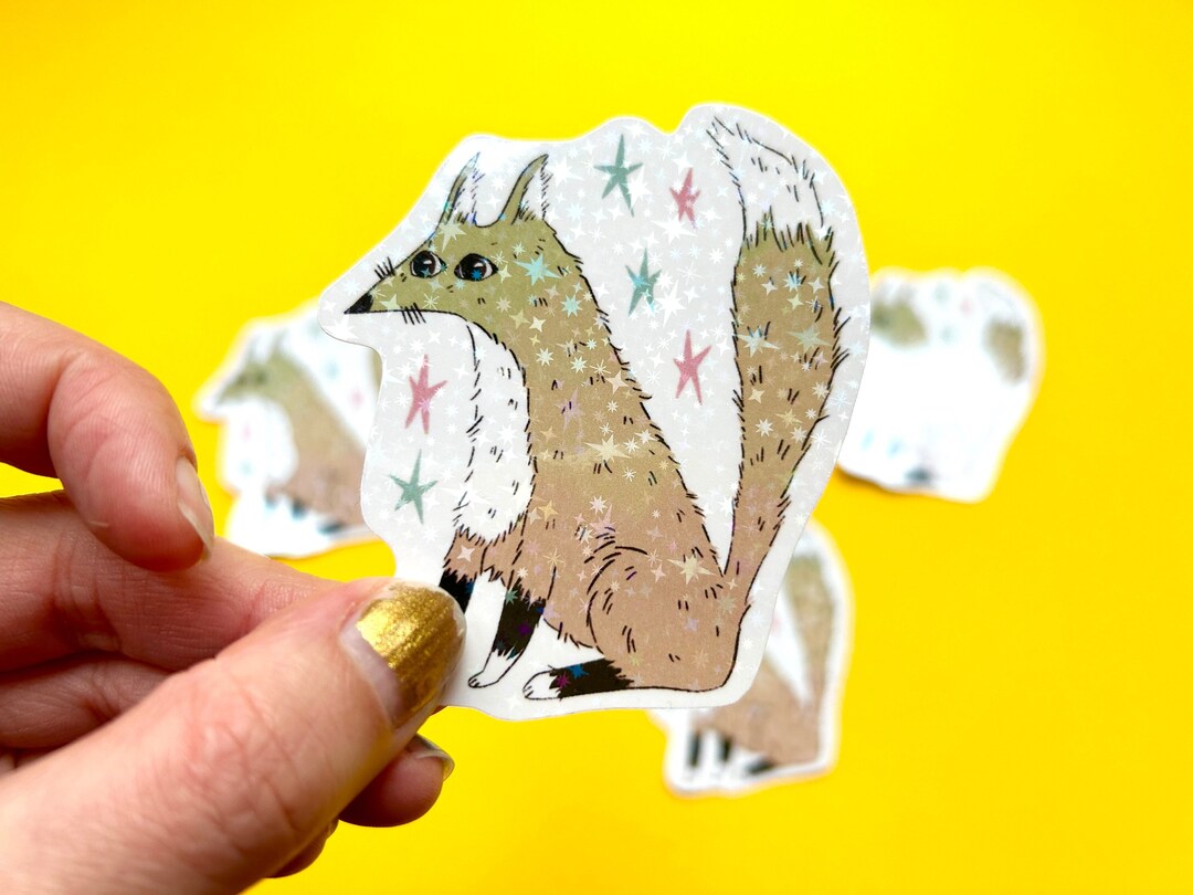 Sparkly Fox Holographic Vinyl Stickers, Gloss Sticker, 8cm - Etsy