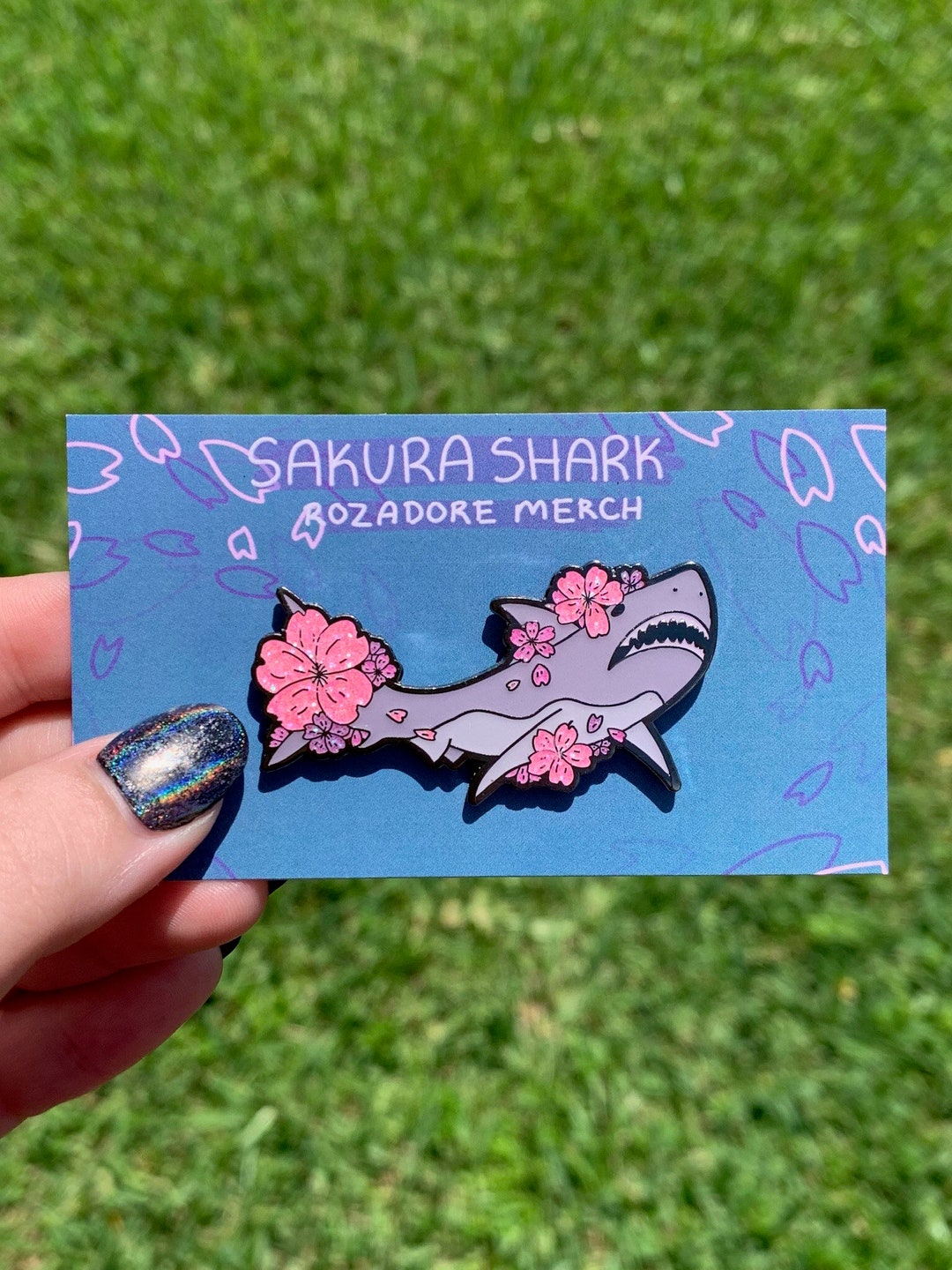 Sakura Shark Enamel Pin - Etsy
