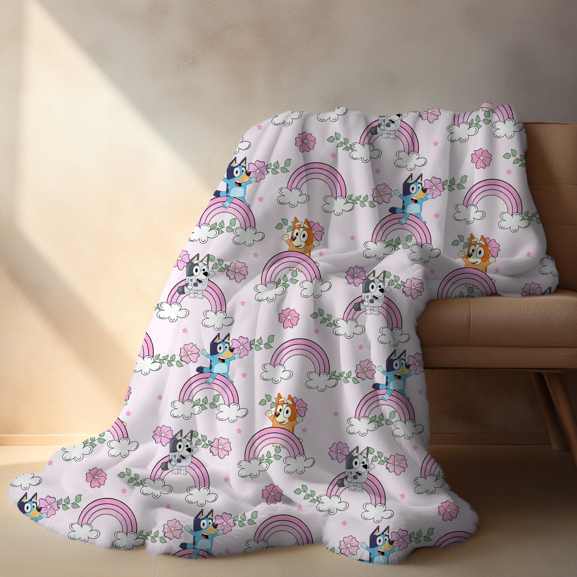 Pink Boho Bluey Blanket for Girls Bluey Bedding Bluey Room - Etsy