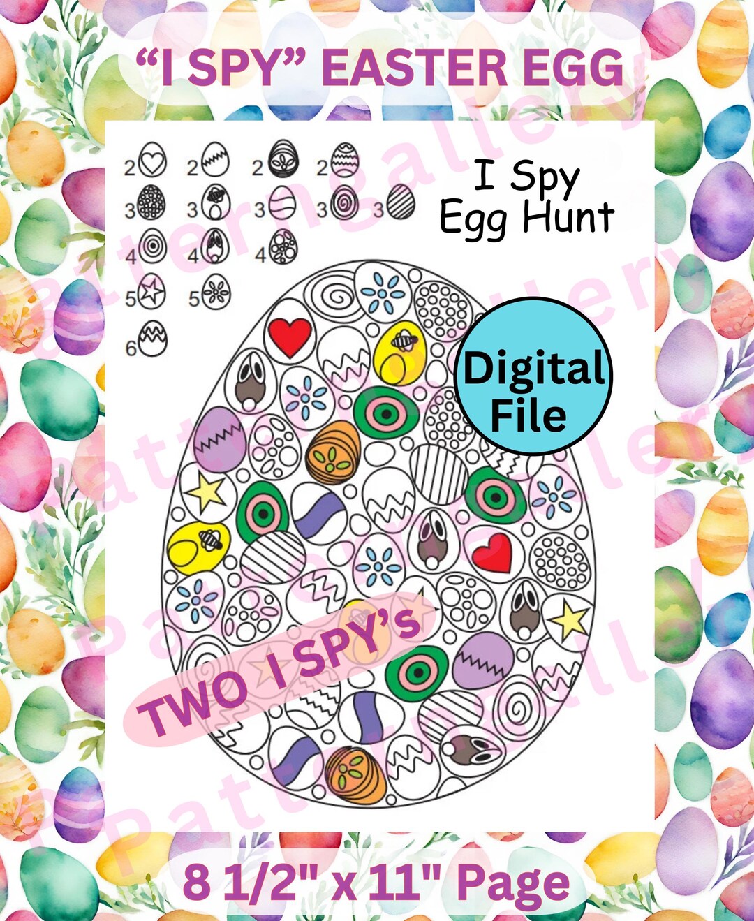Easter Printable Coloring Page or Placemat I SPY Egg Search to Color ...