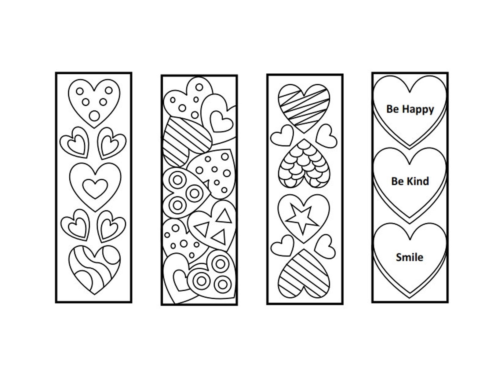 HEART BOOKMARKS PDF . . . Coloring Page digital file | Etsy