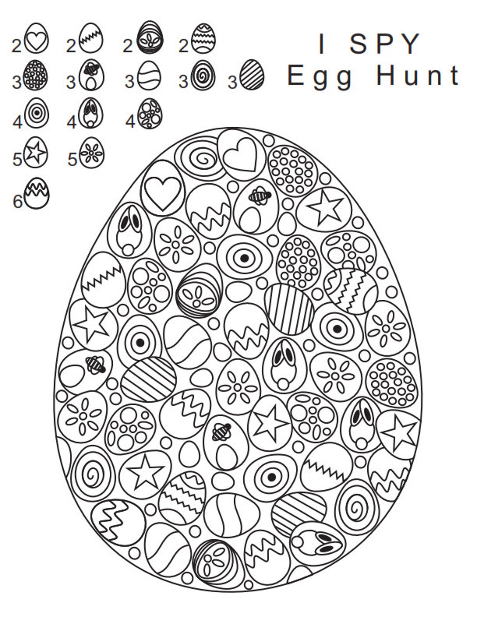 I SPY Game EASTER EGG Hunt/Search Coloring Page . | Etsy