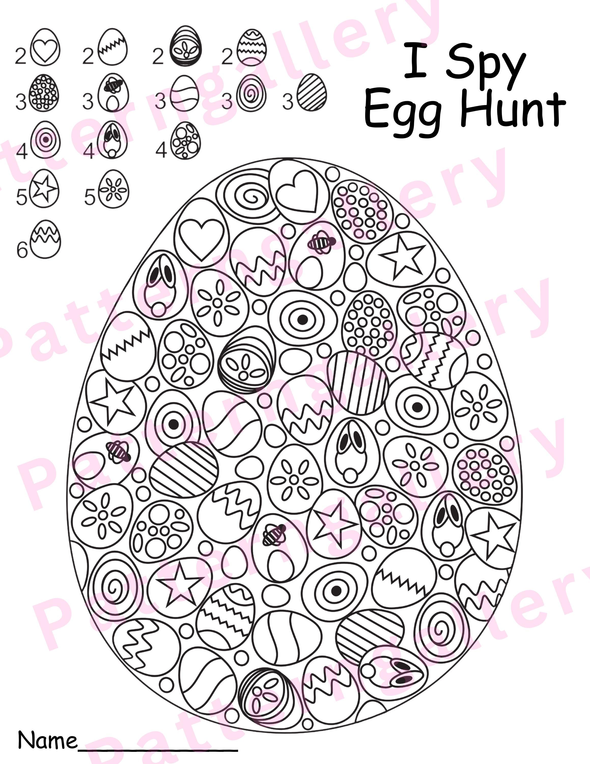 Easter Printable Coloring Page or Placemat I SPY Egg Search to Color ...