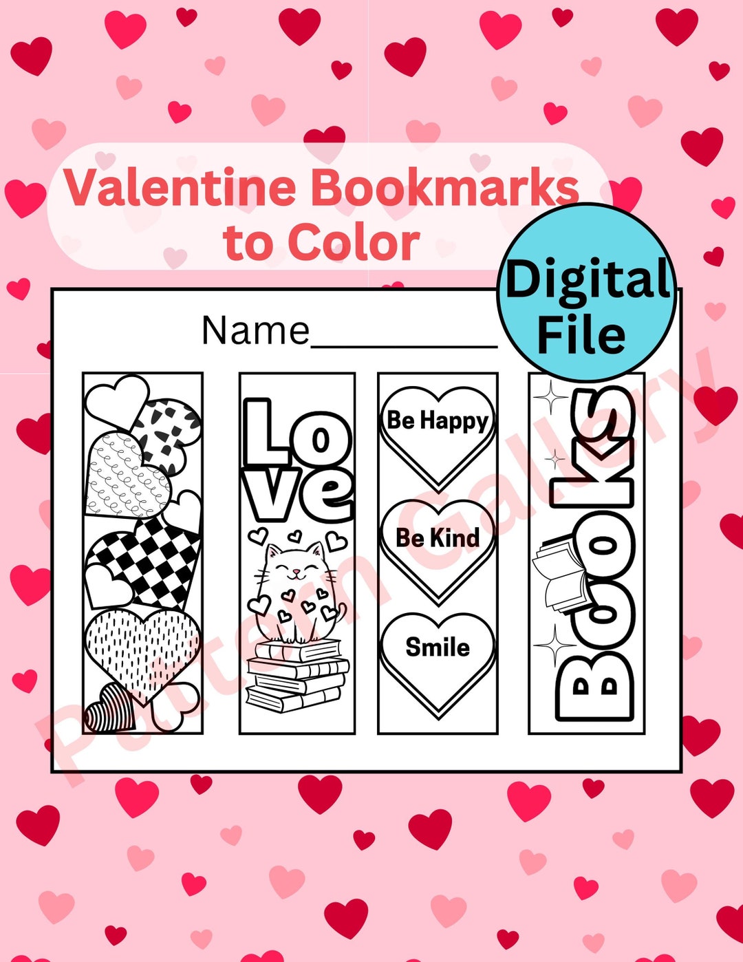 VALENTINE'S Day Coloring BOOKMARKS, Bookmarks for Kids, Printable ...