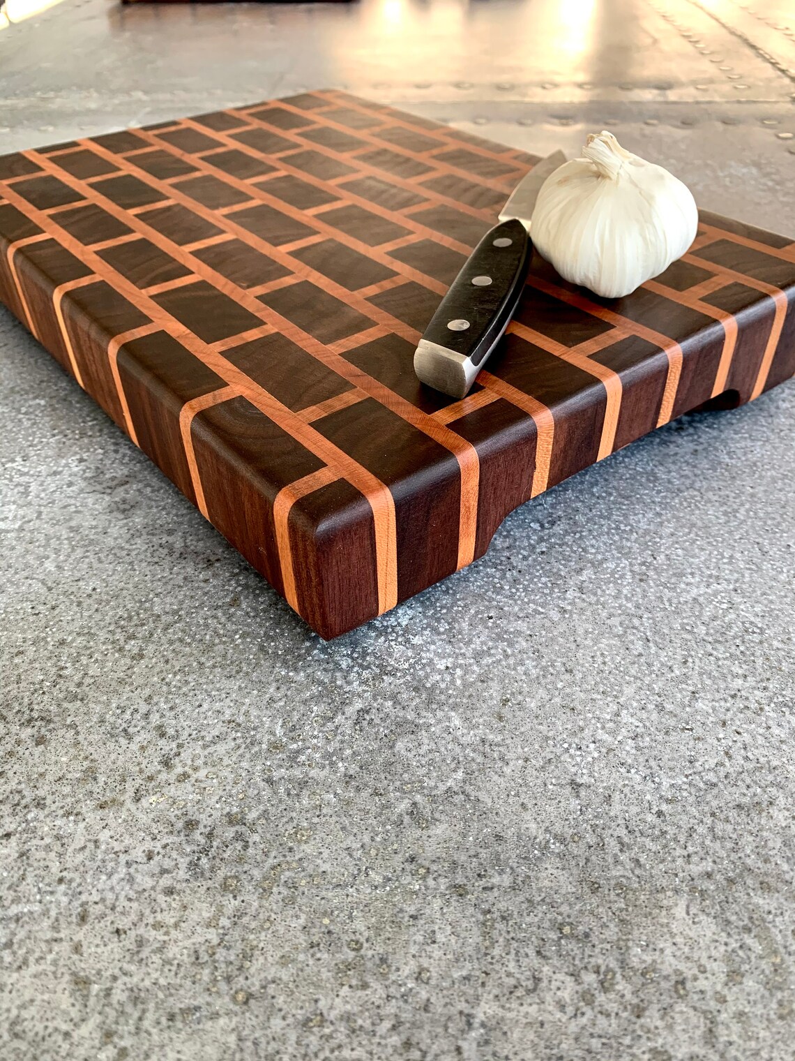 Black Walnut Brick Pattern End Grain Cutting Board Wooden | Etsy