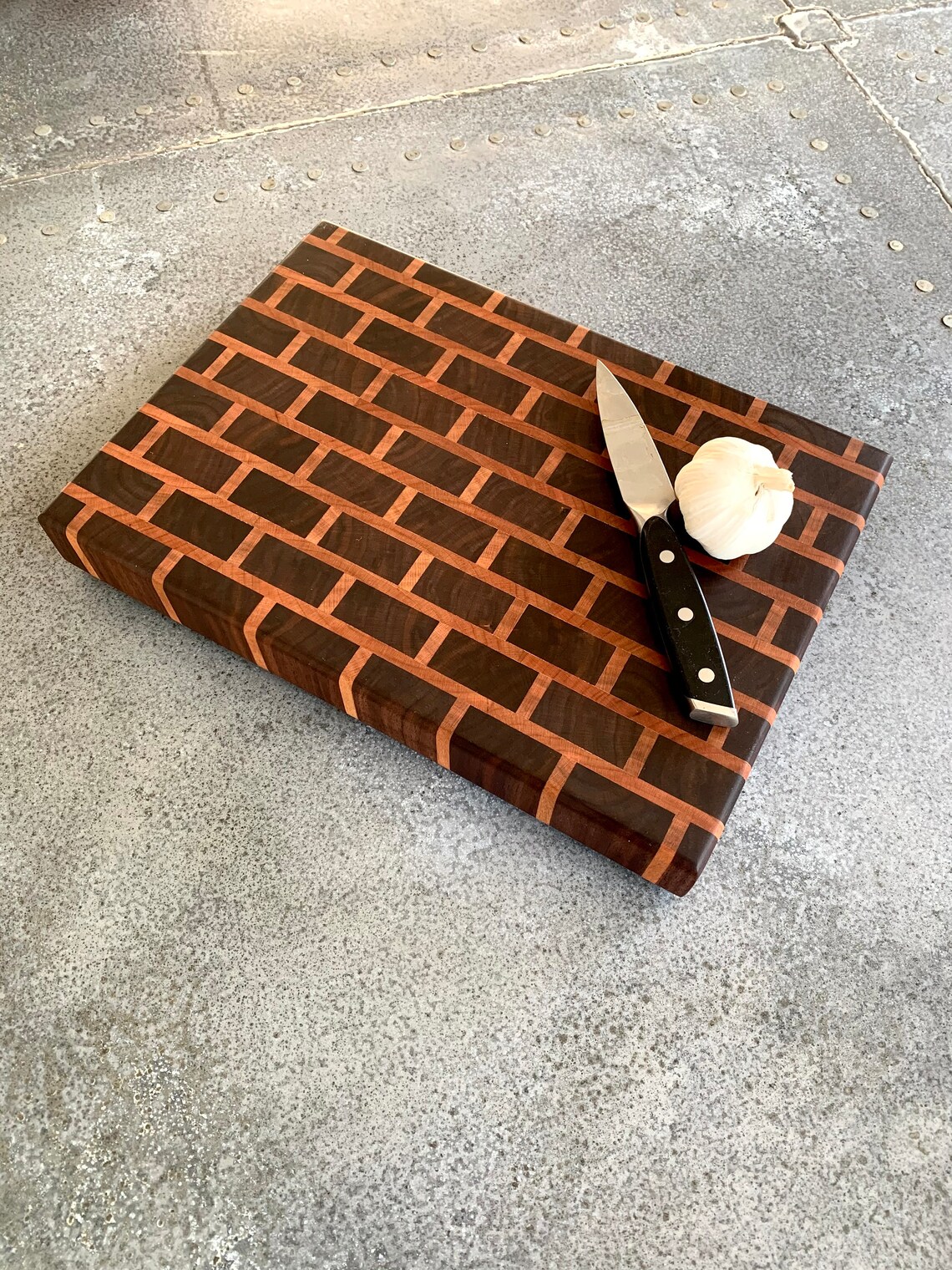 Black Walnut Brick Pattern End Grain Cutting Board Wooden | Etsy