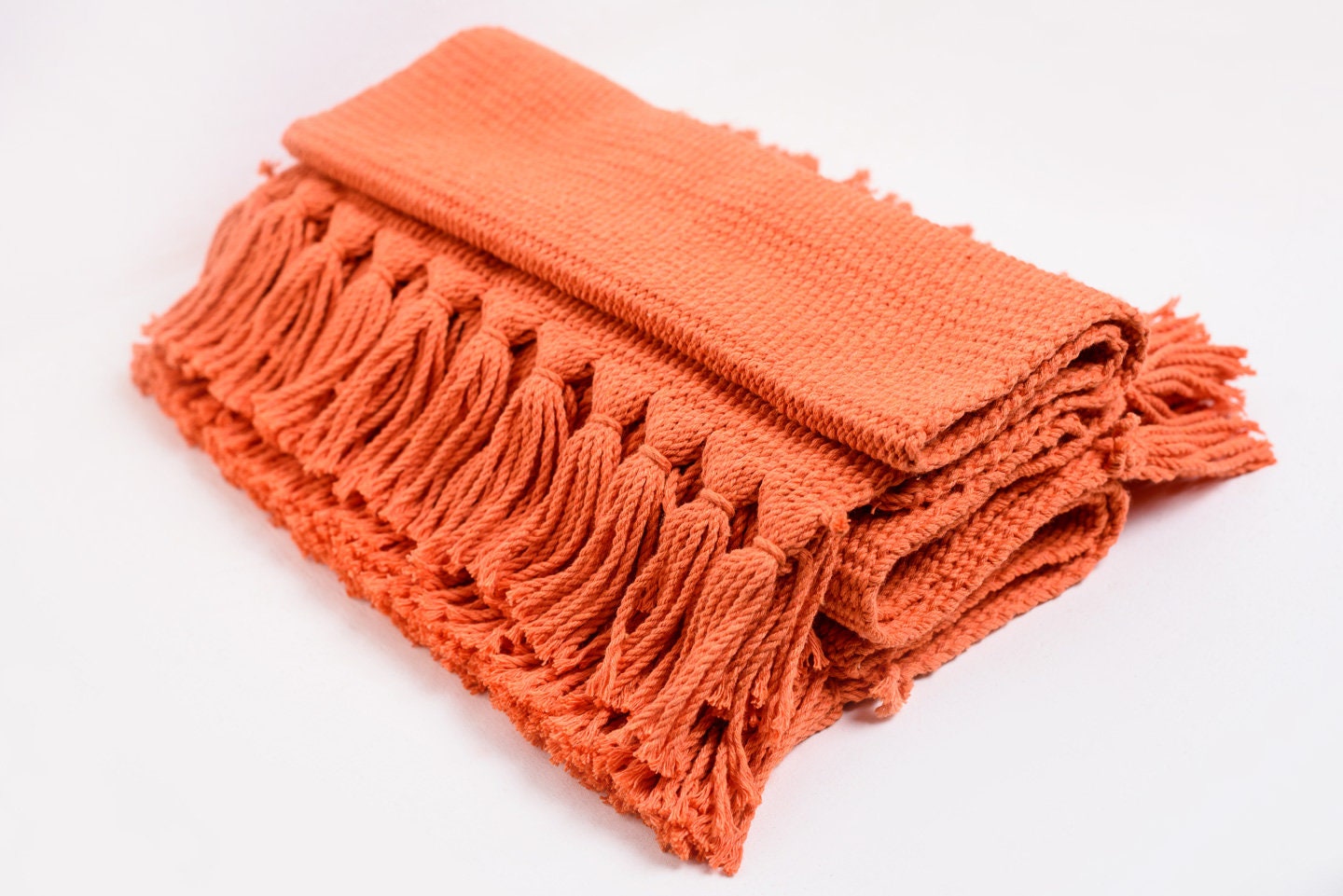 Vivid Orange Cotton Placemats Set of 6 Tassels Handmade | Etsy