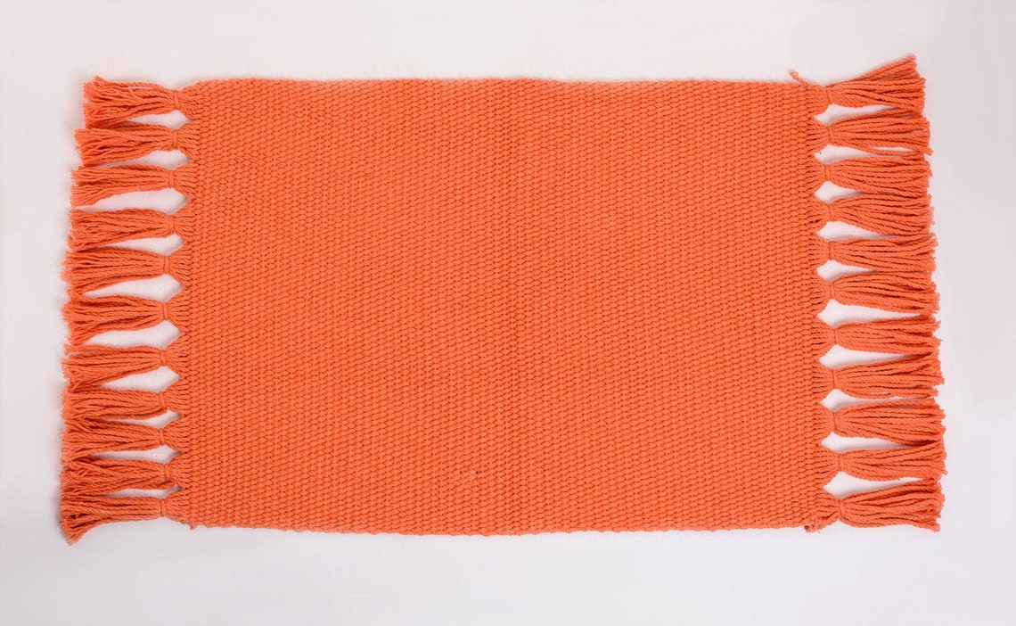 Vivid Orange Cotton Placemats set of 6 Tassels Handmade - Etsy