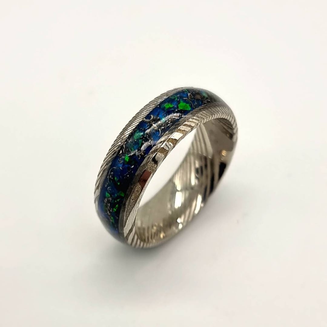 Schwarzer Opal Ring, Atemberaubender Opal Damaskus Band - Etsy Österreich