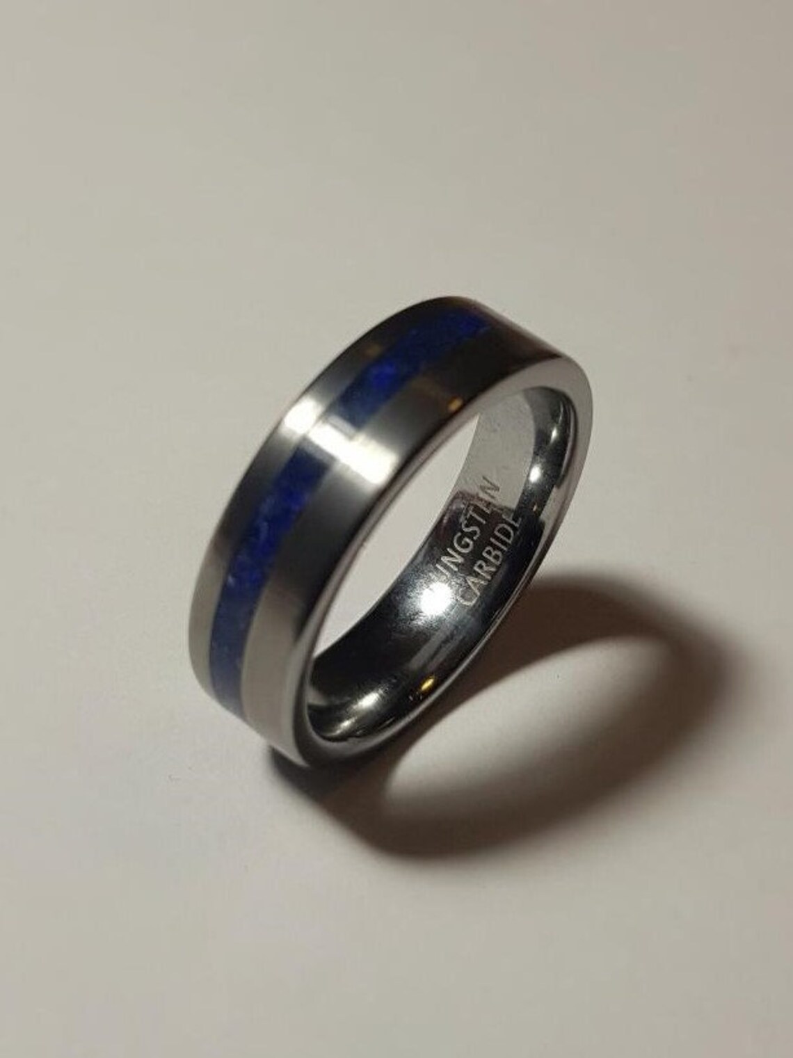 Lapis handmade tungsten ring Lapis wedding band. | Etsy