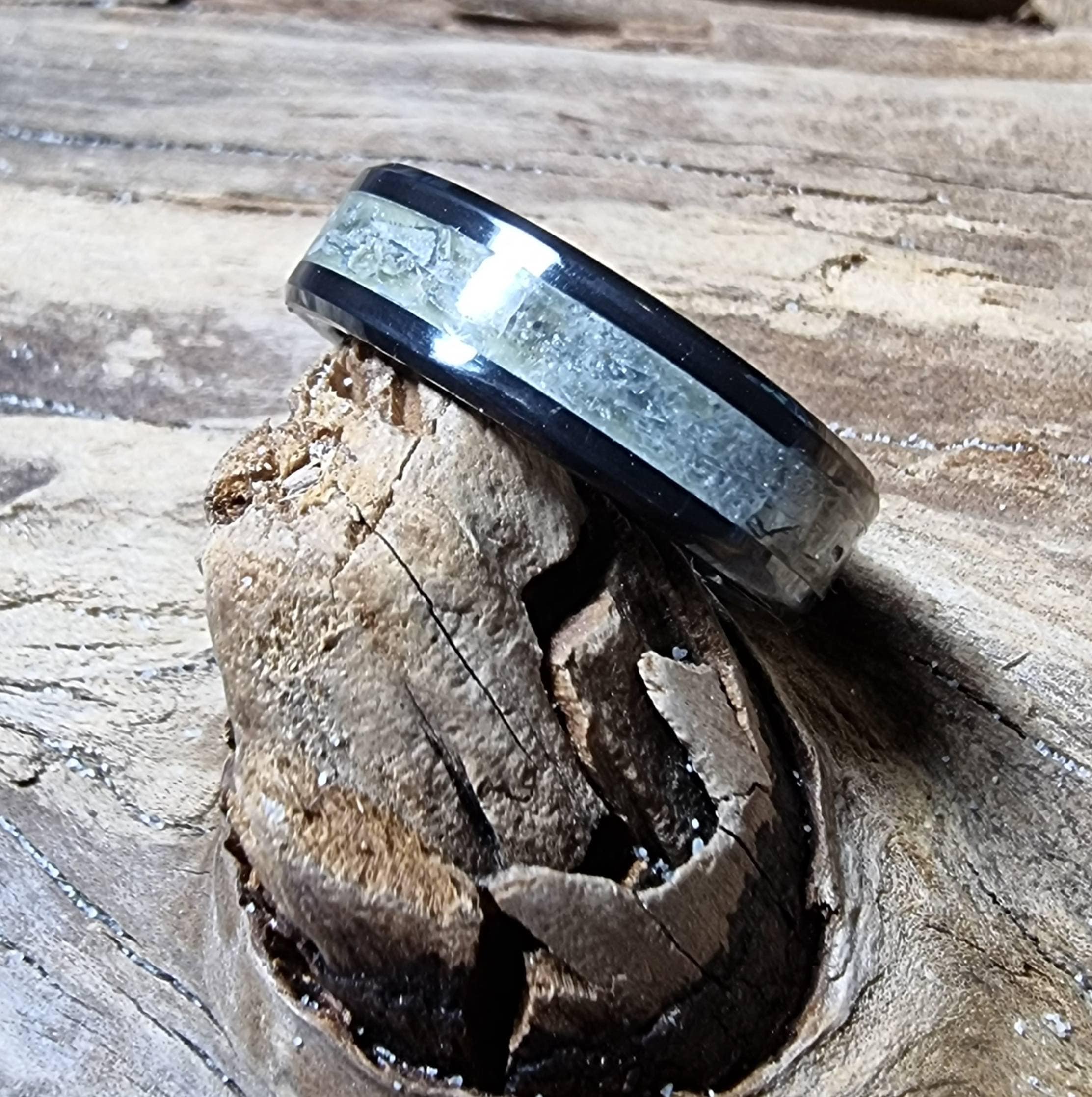 Angelite Ring Beautiful Handmade Black Ceramic Ring Set With - Etsy