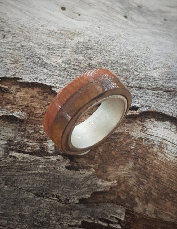 Wooden Wedding Band Ring Handmade Maple Wood and Silver Band | Etsy