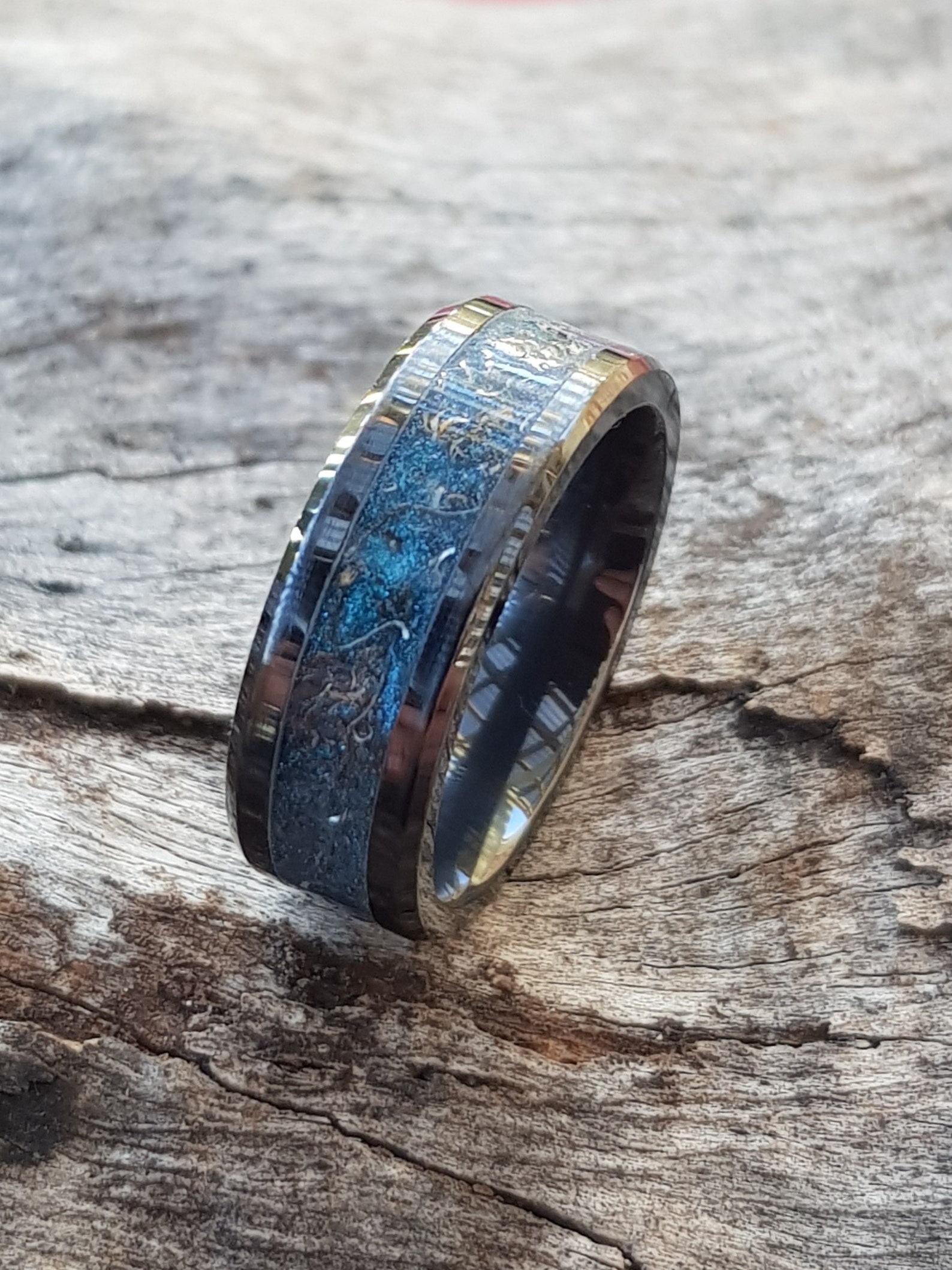 Handmade Meteorite Black Ceramic Ring. Set With Genuine - Etsy
