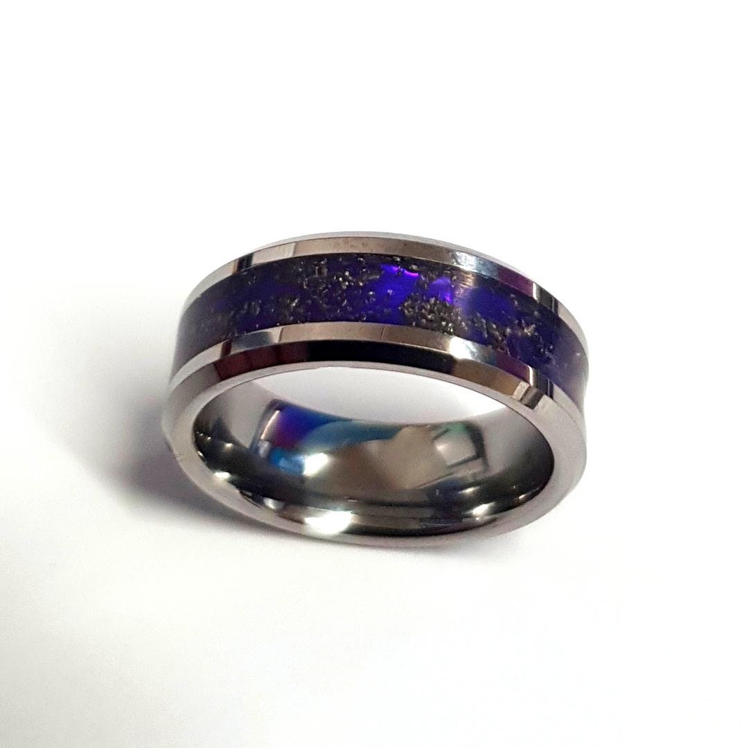 Titanium Meteorite Ring. Set With Genuine Meteorite Dust - Etsy