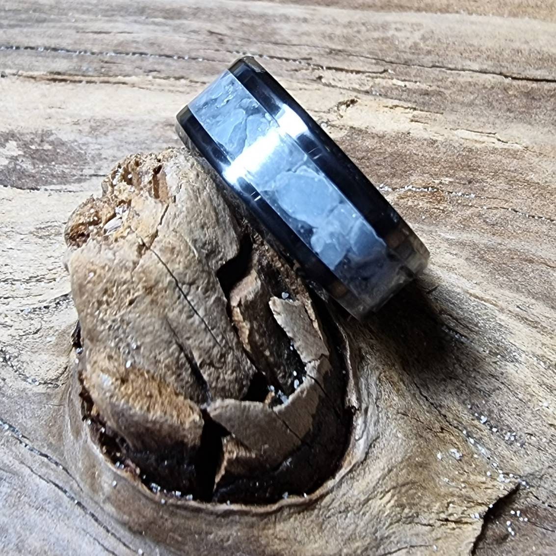 Angelite Ring Beautiful Handmade Black Ceramic Ring Set With - Etsy