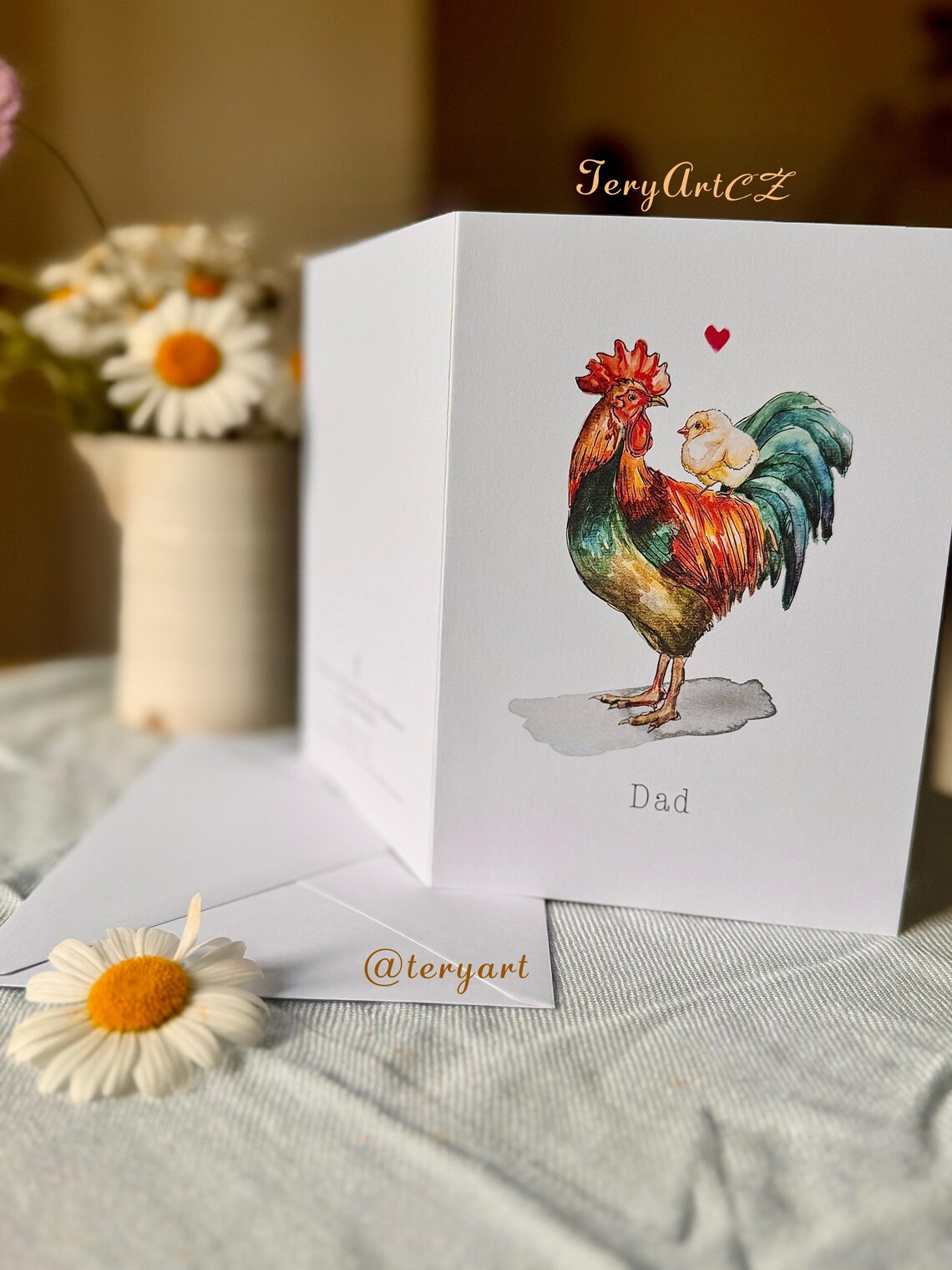 Watercolor Rooster Dad Card - Father's Day, Birthday - Etsy