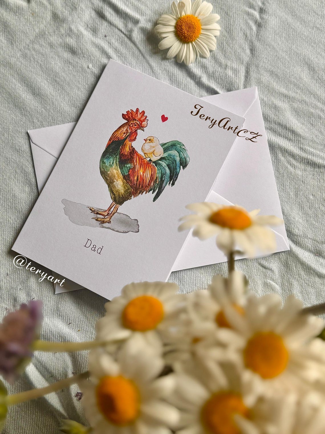 Watercolor Rooster Dad Card - Father's Day, Birthday - Etsy