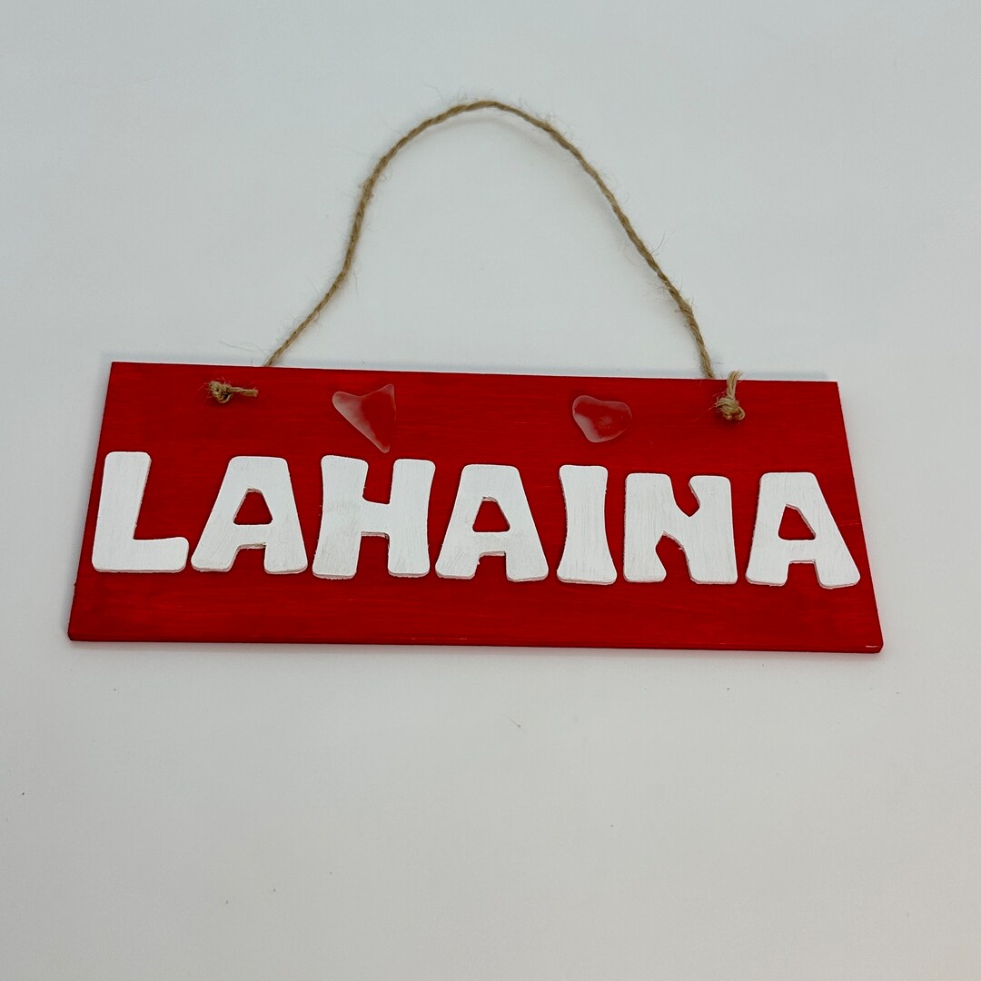 Lahaina Wood Sign, Wall Décor, Genuine Sea Glass, Home Décor, Made on ...