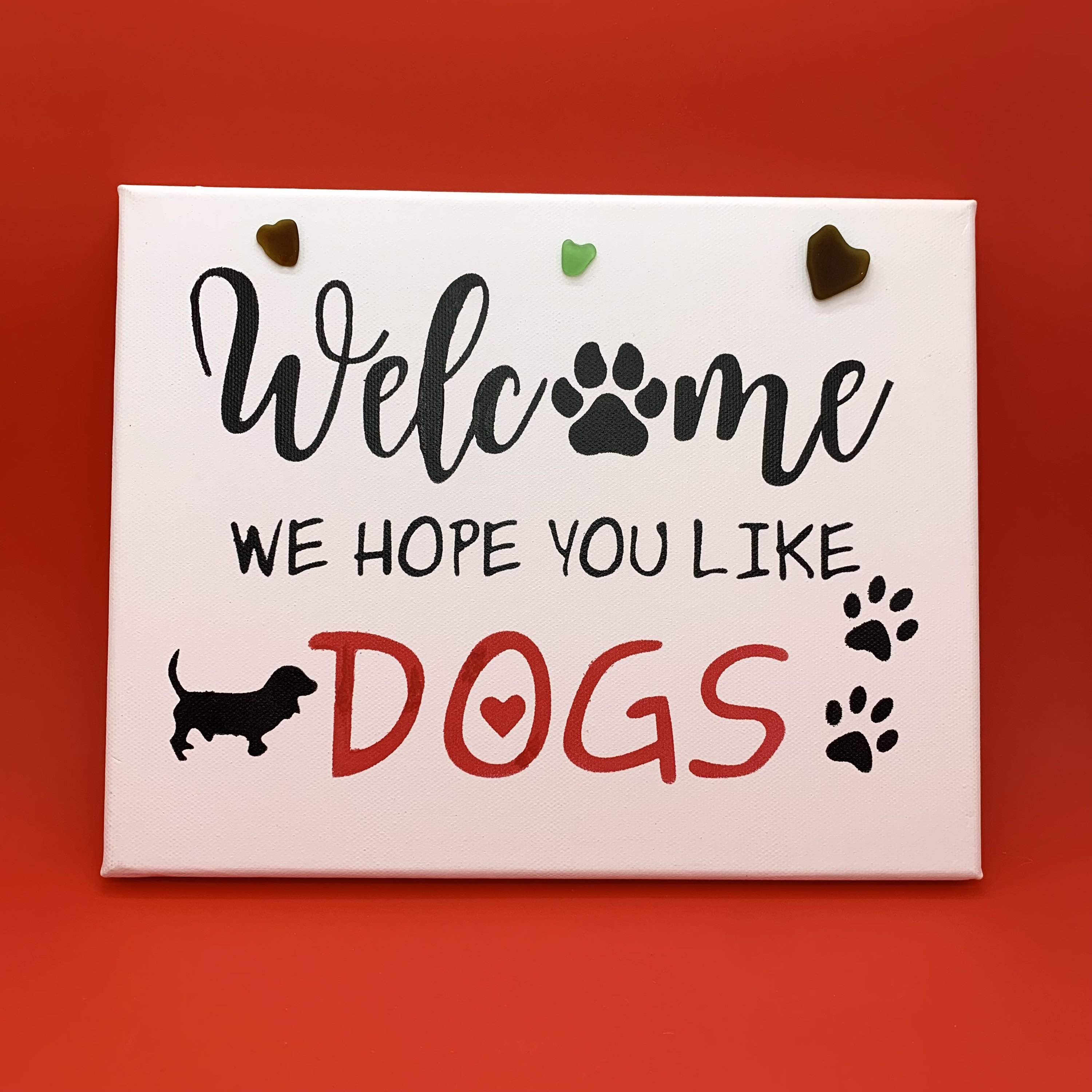 Welcome Sign Paw Print Dog Sign Maui Sea Glass Wall Art - Etsy