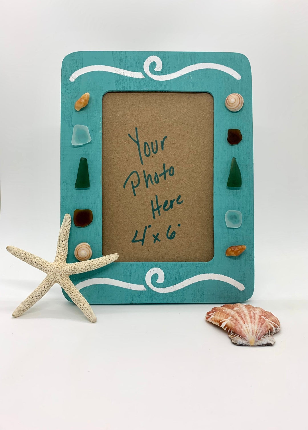 Maui Sea Glass Frame, Sea Shell Frame, Puka Shells, Tropical Frame ...