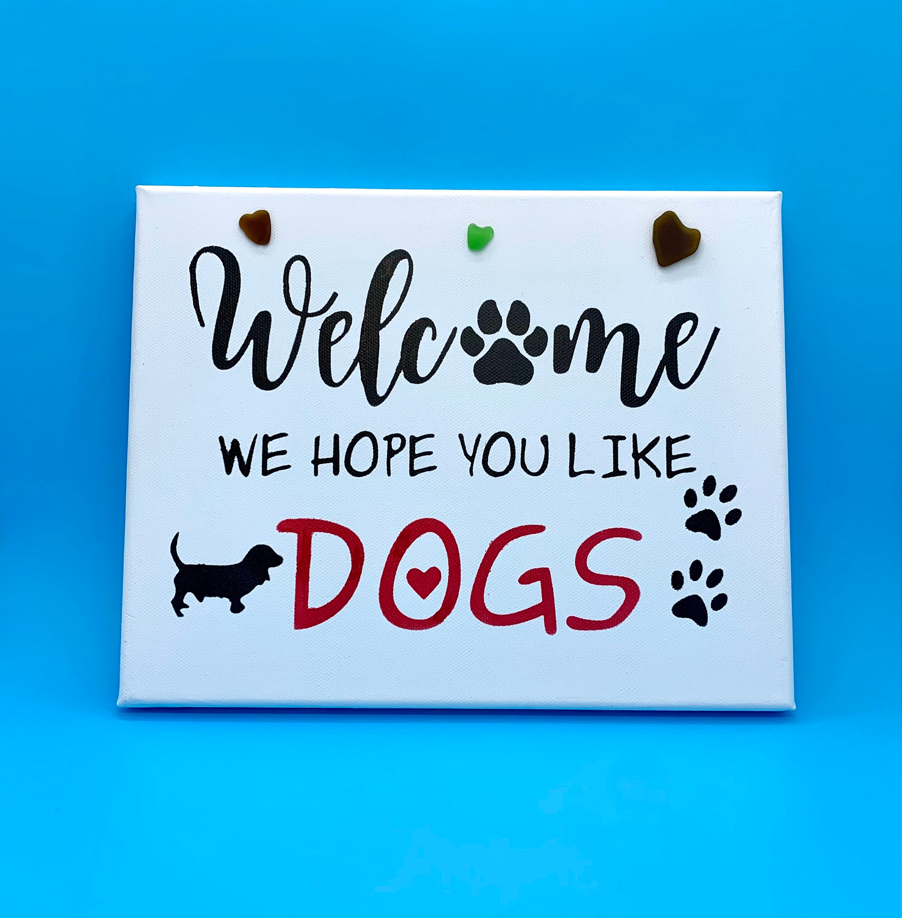 Welcome Sign Paw Print Dog Sign Maui Sea Glass Wall Art - Etsy